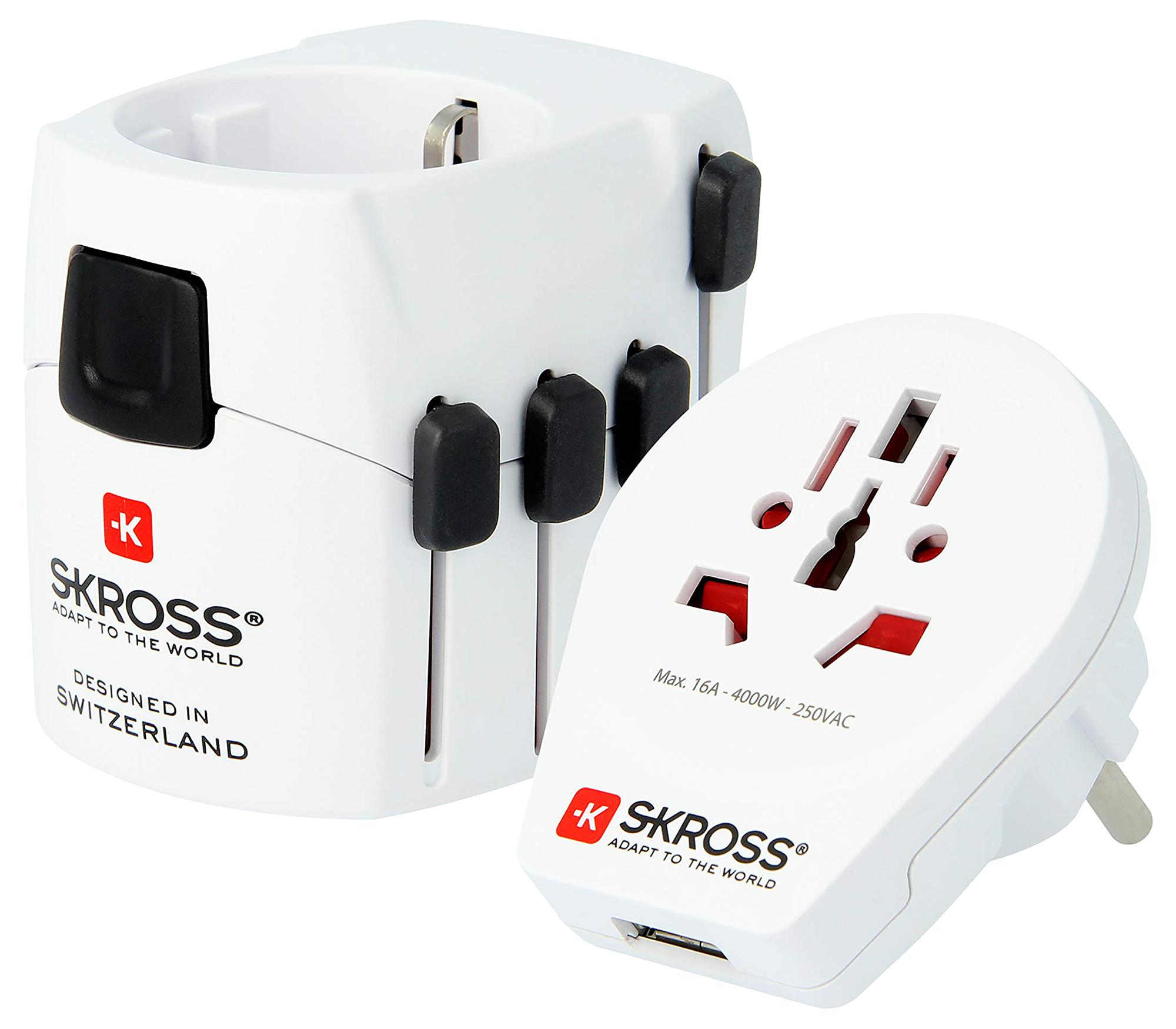 1.302539 - Skross - TRAVEL ADAPTER, PRO WORLD-USB, 7A/250V
